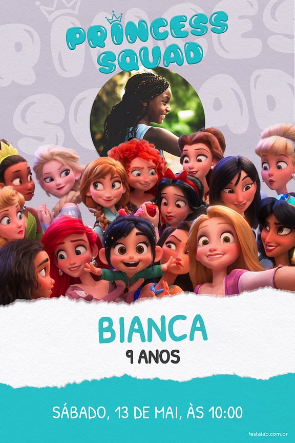 Criar convite de Princess Squad online grátis| FestaLab