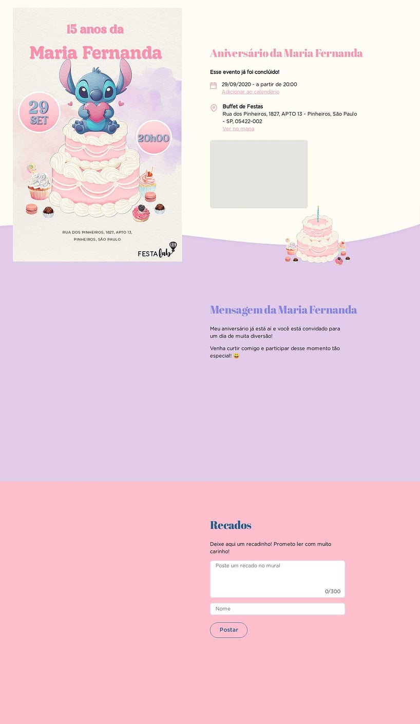 Demonstração de Vibe para Bolo do Stitch